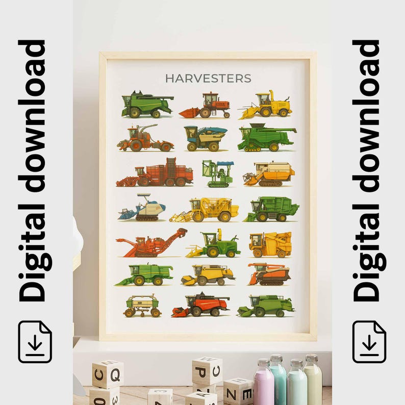 Harvester Poster: John Deere Farm Machinery Print (digital Download - Etsy