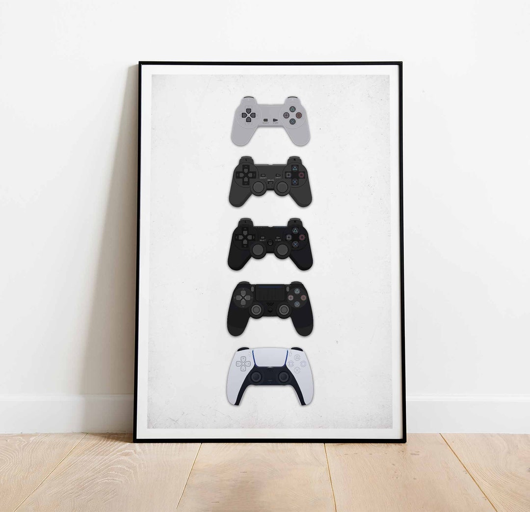 Playstation Controller Evolution Poster, Gamer Room Decor (digital ...