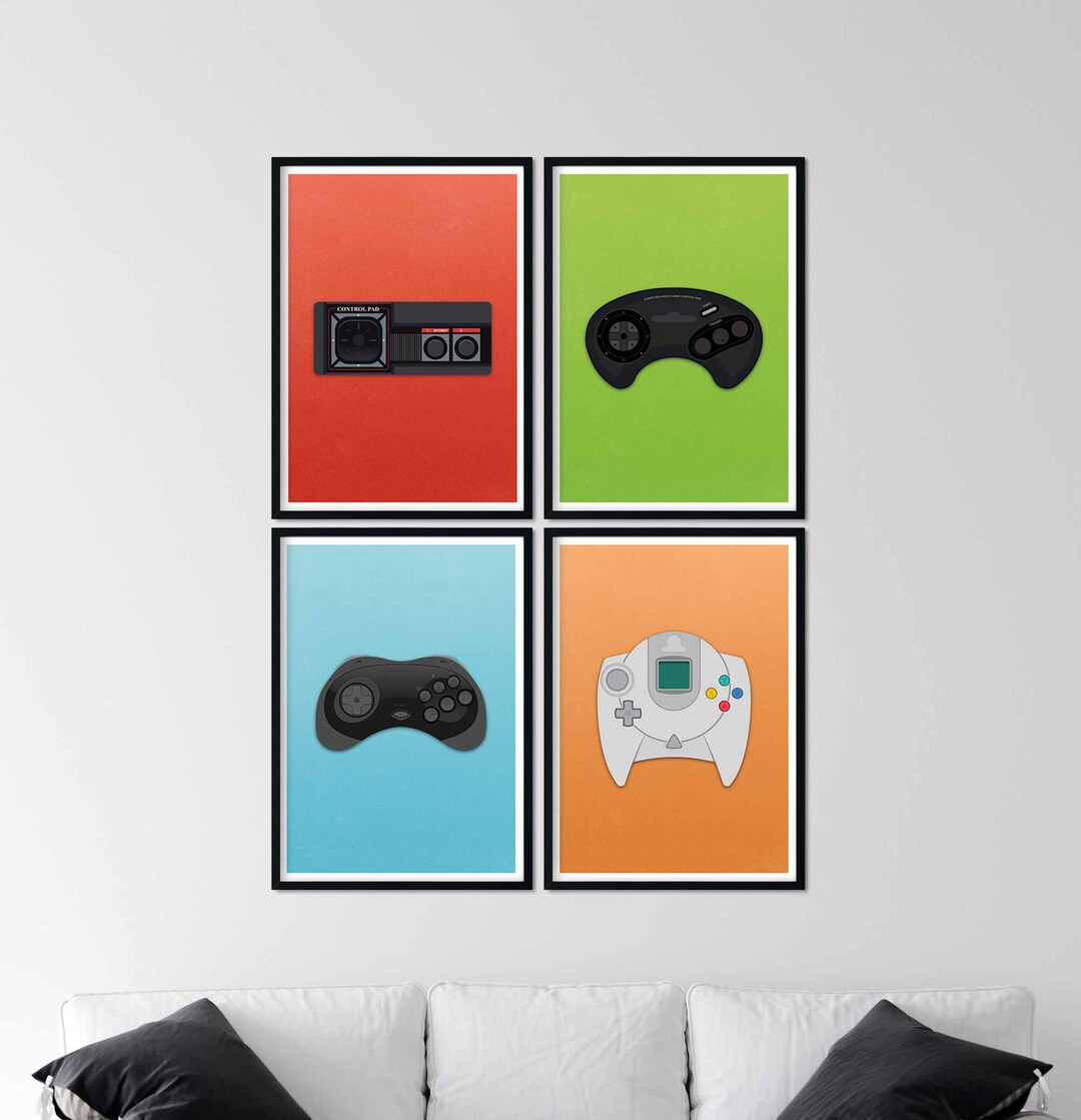 Set of 4 Video Game Controllers Printable, Sega Gaming Prints, Digital ...