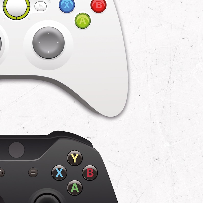 Xbox Controllers Evolution Poster. Xbox Wall Art | Decor for Games Room ...