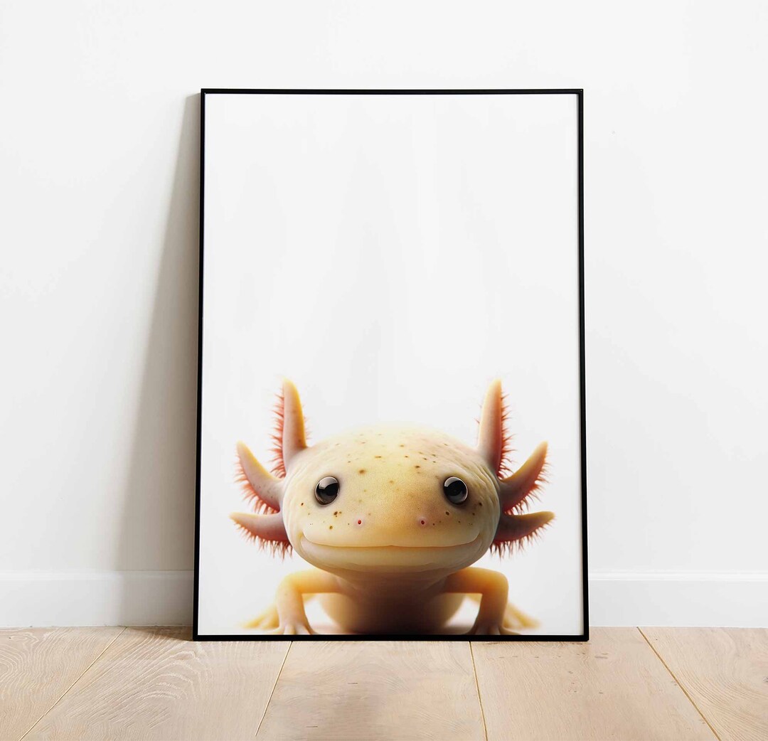 Axolotl Poster, Cute Axolotl Wall Art, Sea Animal Print, Animals ...