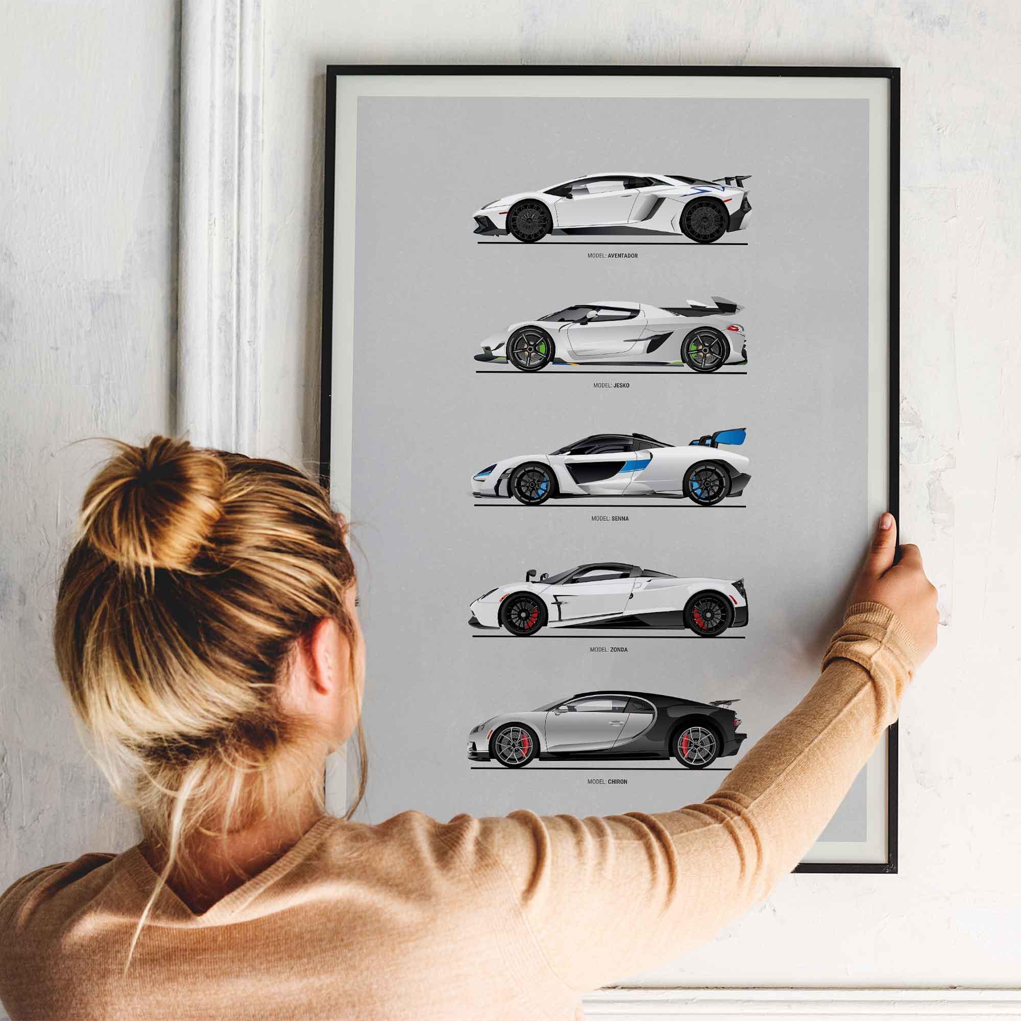 Supercar Posters, Supercar Wall Art Poster, Hyper Cars Print, Kids Room ...