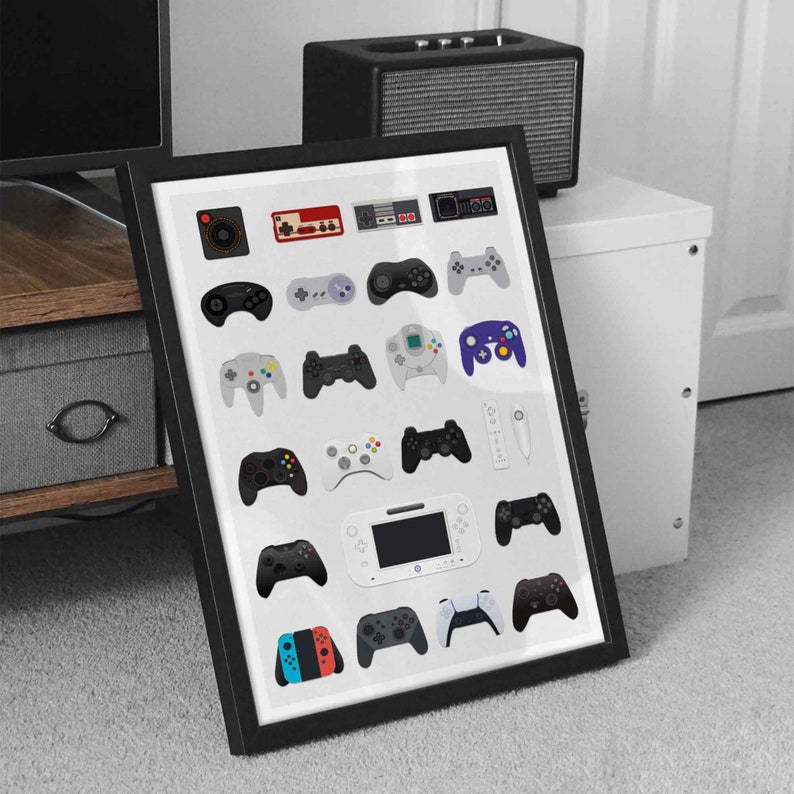 Video Game Controller Evolution Poster, Gift for Gamers, Man Cave and ...