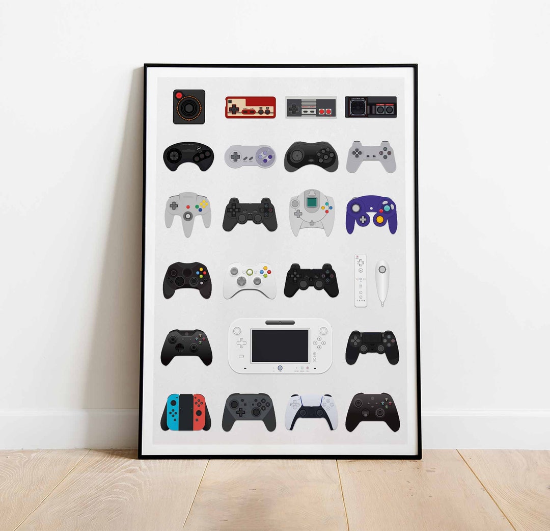 Video Game Controller Evolution Poster: Gamer Room Wall Art (digital ...