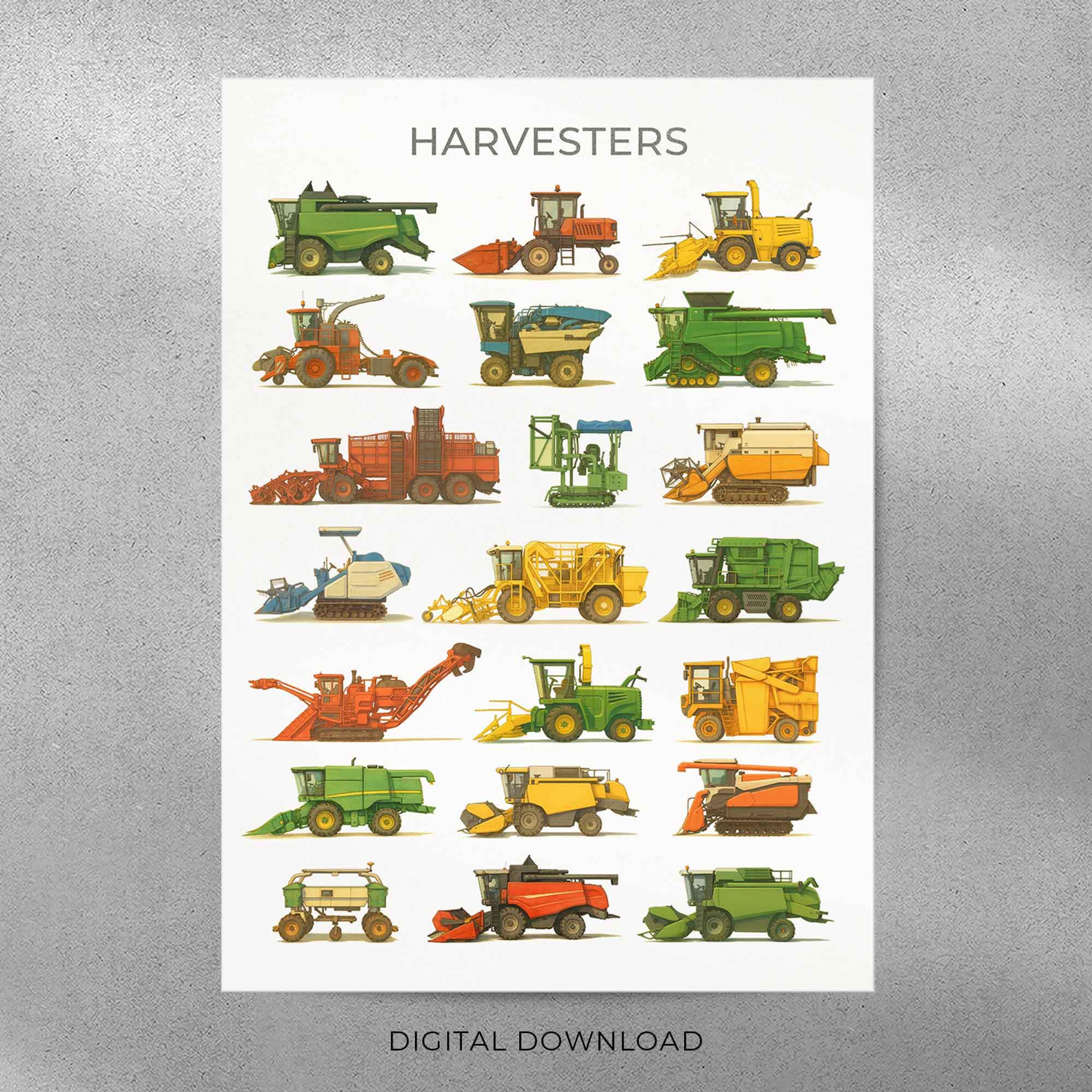 Harvester Poster: John Deere Farm Machinery Print (digital Download - Etsy