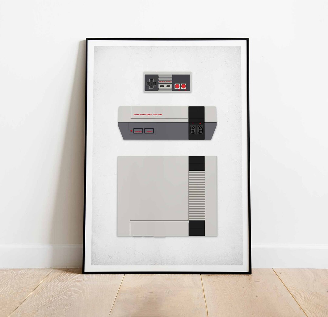 NES Games Console Poster. Wall Art With Vintage Game Console for Gaming ...