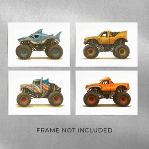 Set of 4 Monster Truck Poster, Monster Jam Print, Extreme Offroad ...