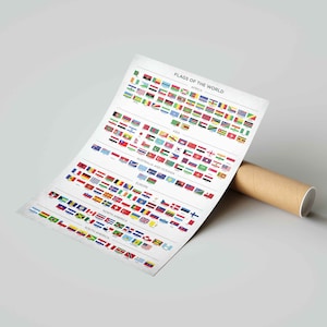 Flags of the World Poster, Educational Wall Decor, Geography Print ...