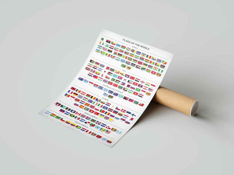 Flags of the World Poster: Educational Geography Print (unframed) - Etsy