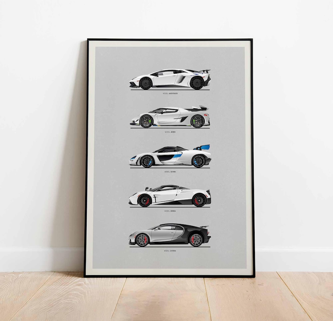 Supercar Posters, Supercar Wall Art Poster, Hyper Cars Print, Kids Room ...