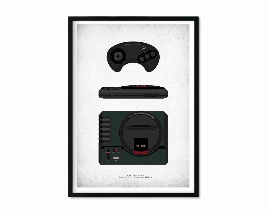 Genesis Console Poster. Video Game Console Print. Gaming Room Decor ...