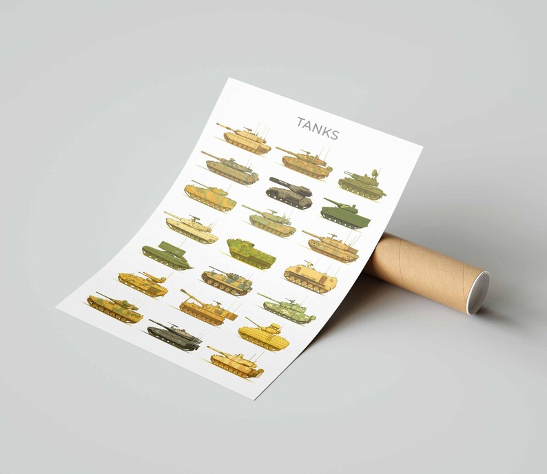 Military Vehicle Poster: Combat Tanks, Army Truck Art Print (unframed ...