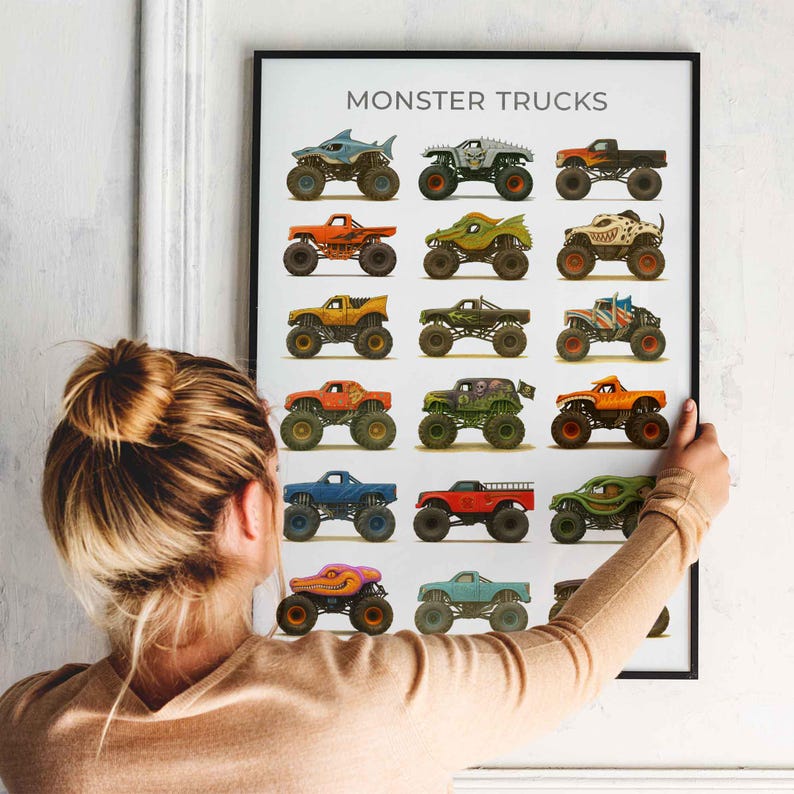 Monster Truck Poster: Extreme Offroad Racing Car Print, Boy Room Decor ...