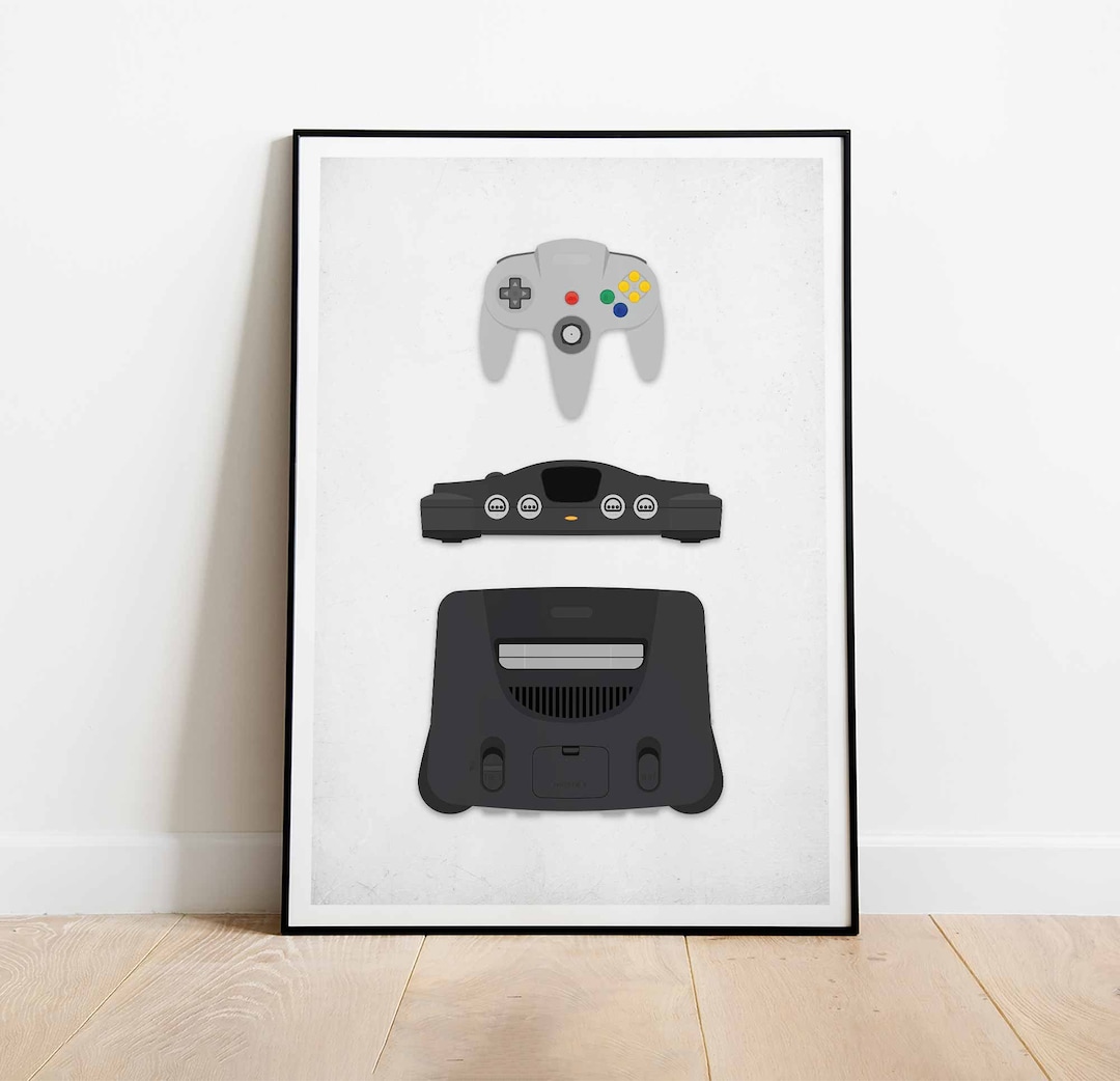 N64 Video Game Console Poster. Wall Art for Man Cave, Kids Room, Gaming ...