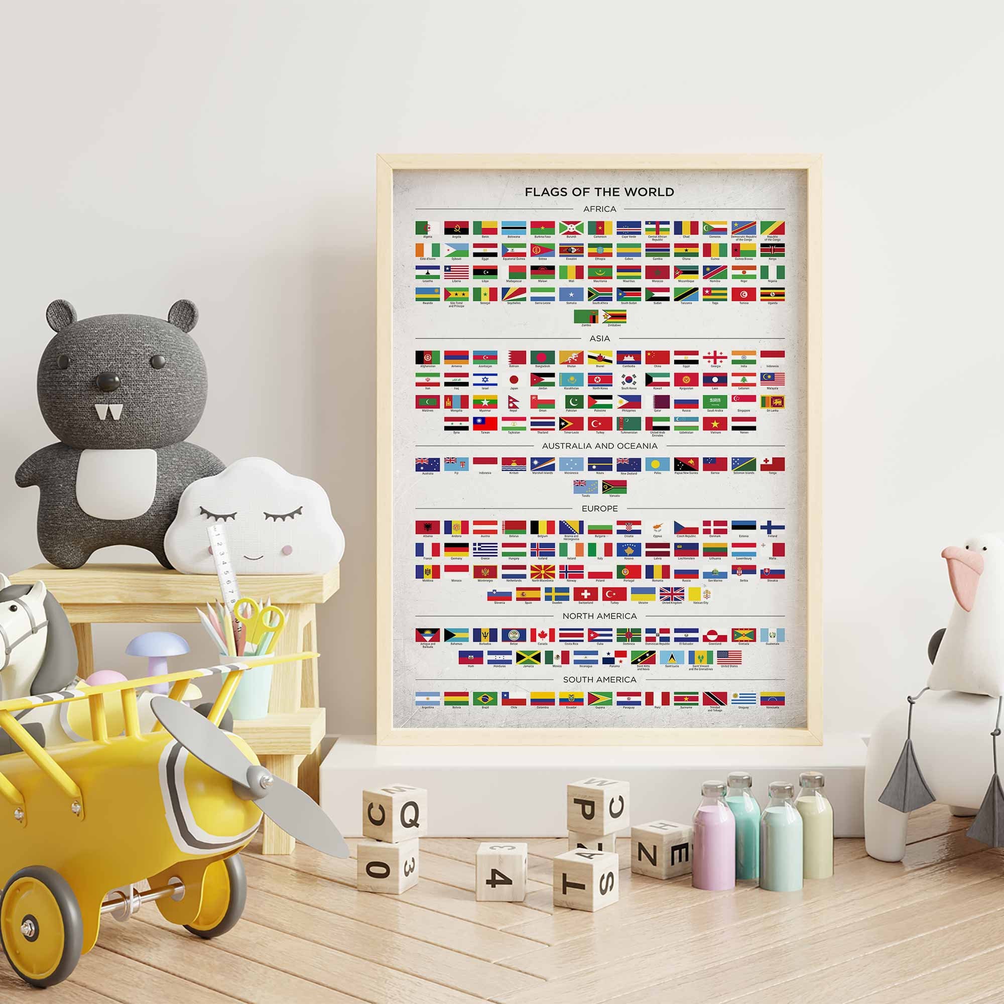 Flags of the World Poster: Educational Geography Print (unframed) - Etsy