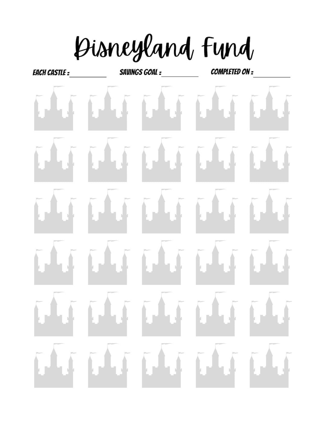 Printable Disneyland Savings Fund - Etsy