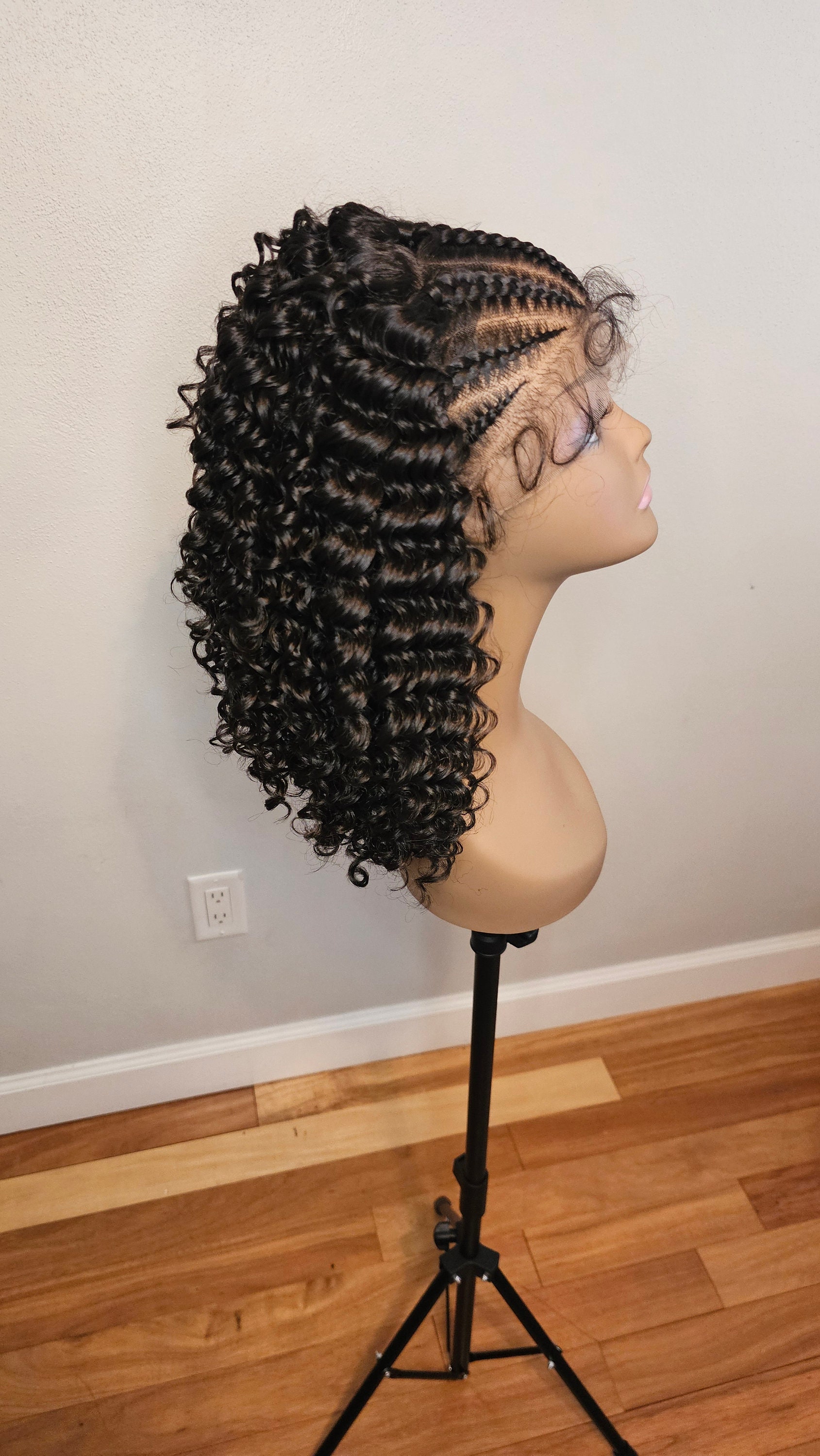 Curly Braided Wig, Synthetic Lace Front Braided Wigs With Baby Hair for ...