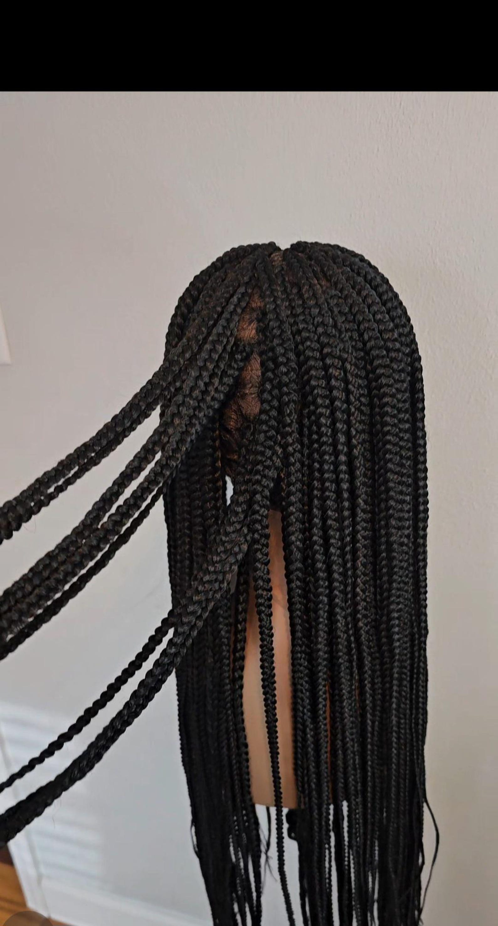 36" Knotless Box Braids Wig, Transparent Lace, Synthetic Hair - Etsy