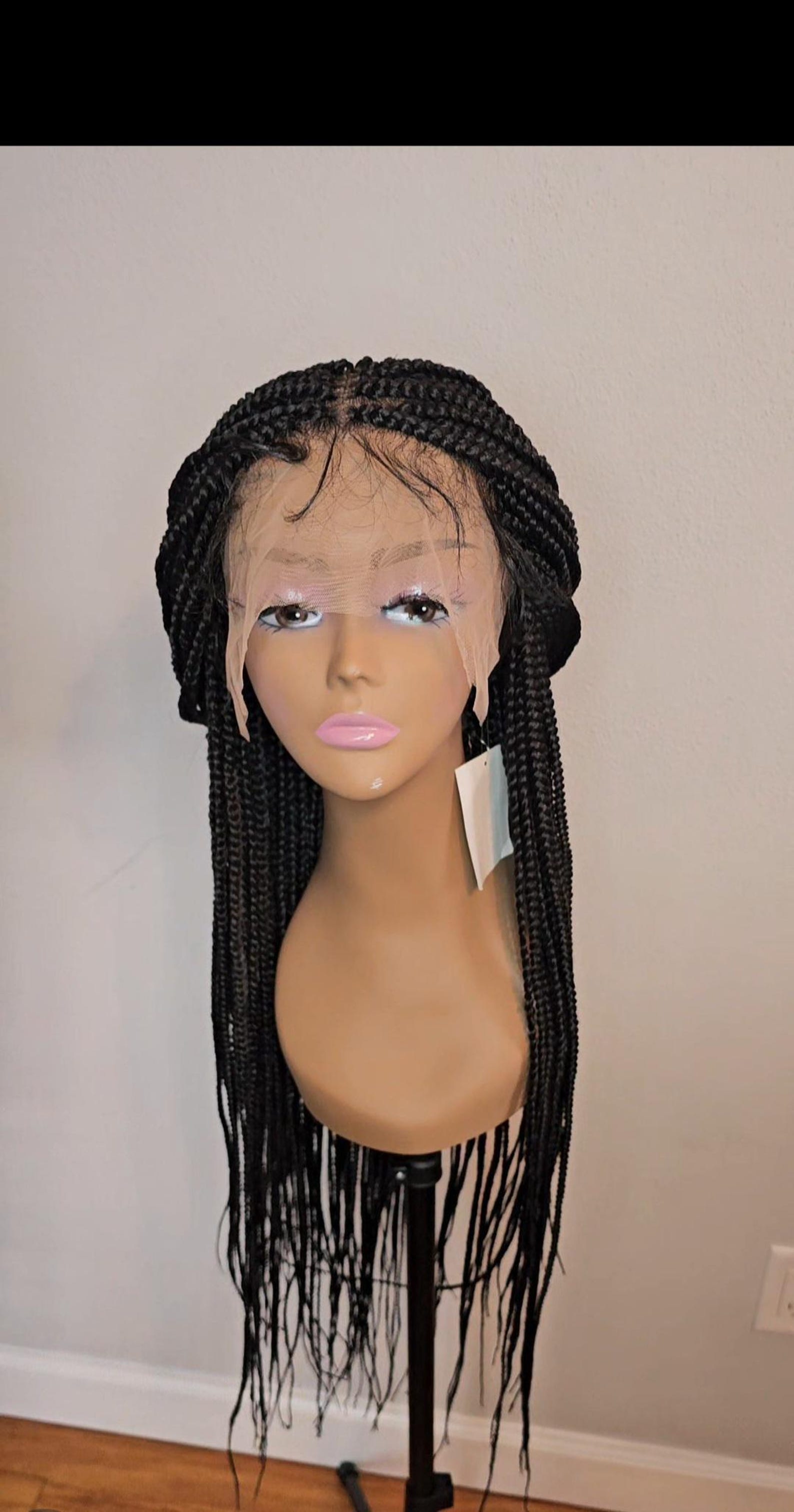 36" Knotless Box Braids Wig, Transparent Lace, Synthetic Hair - Etsy