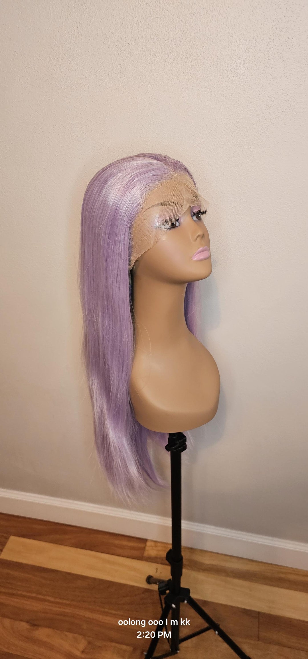 26 Inches Long Straight Taro Color Light Purple Synthetic Lace Front ...