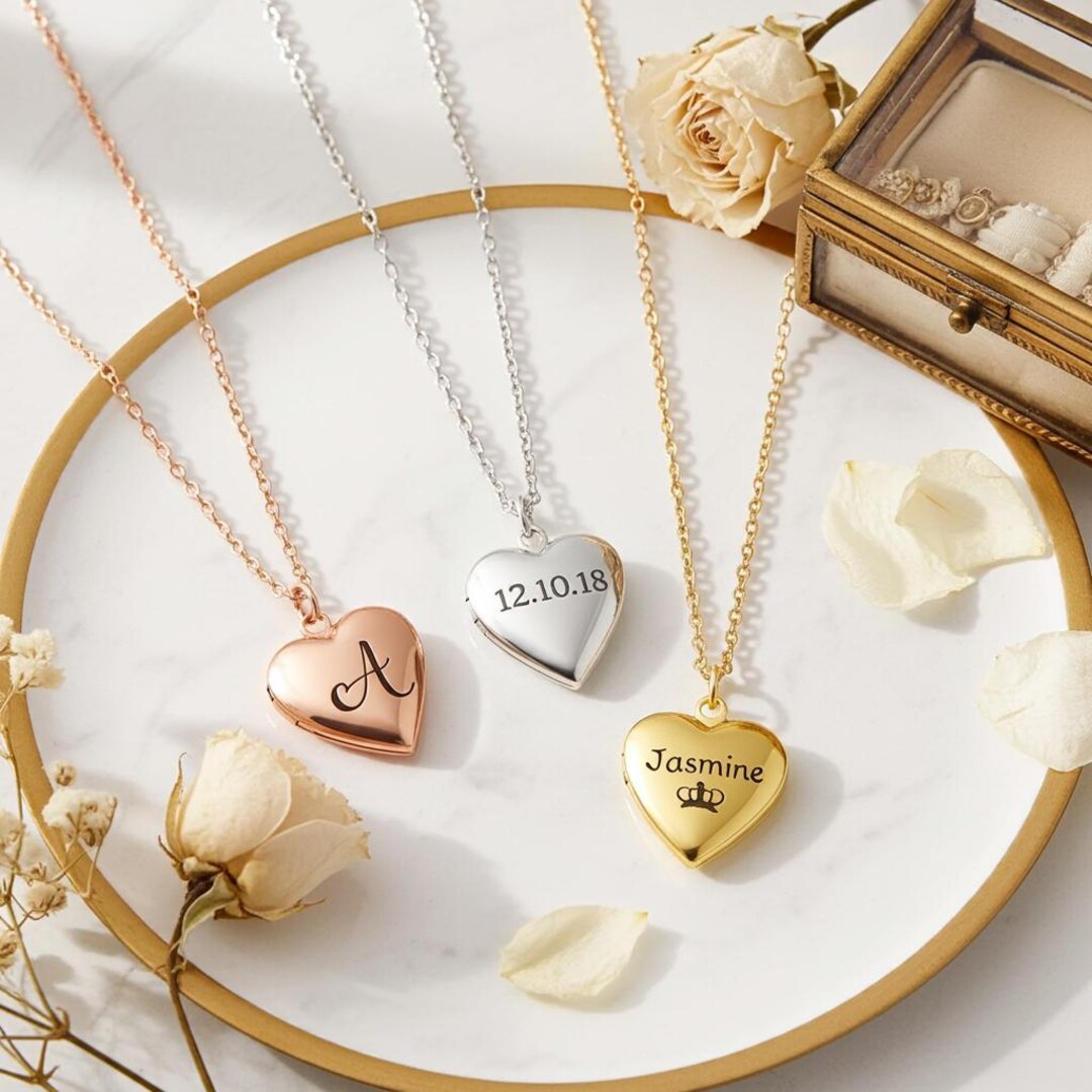 Children's Engraved Mini Heart Locket Necklace, Flower Girl Gift, Kids ...