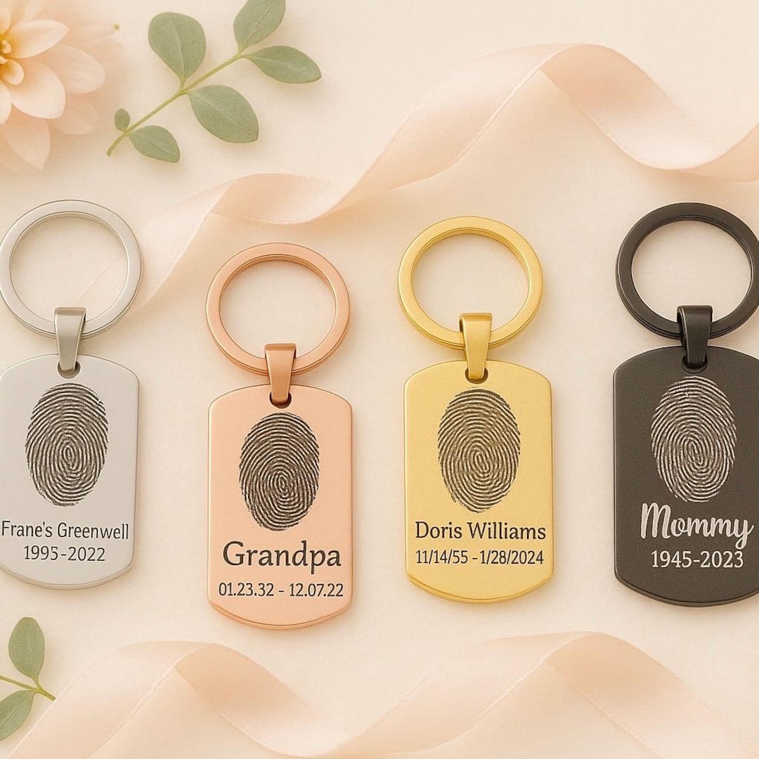 Fingerprint Keychain, Memorial Gift, Actual Fingerprint Key Ring ...