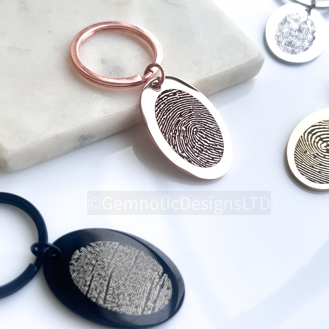 Memorial Gift, Fingerprint Keychain, Memorial Keepsake Gift ...
