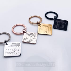 Custom Calendar Keychain Save the Date Keychain Wedding Date Pendant Fiancé Gift Anniversary ...