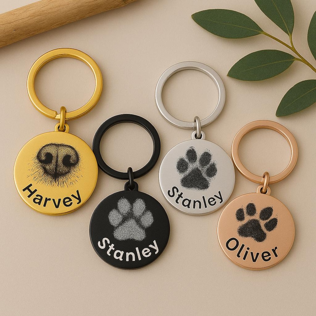 Actual Paw Print Keychain Pet Nose Print Keychain Paw Print Key Ring ...