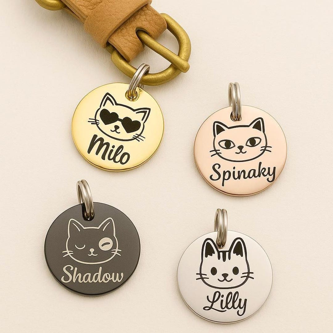 Personalized Cat Name Tag, Engraved Kitten Collar Tag - Etsy Australia
