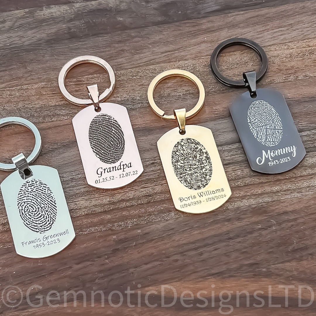 Fingerprint Keychain, Memorial Gift, Actual Fingerprint Key Ring ...