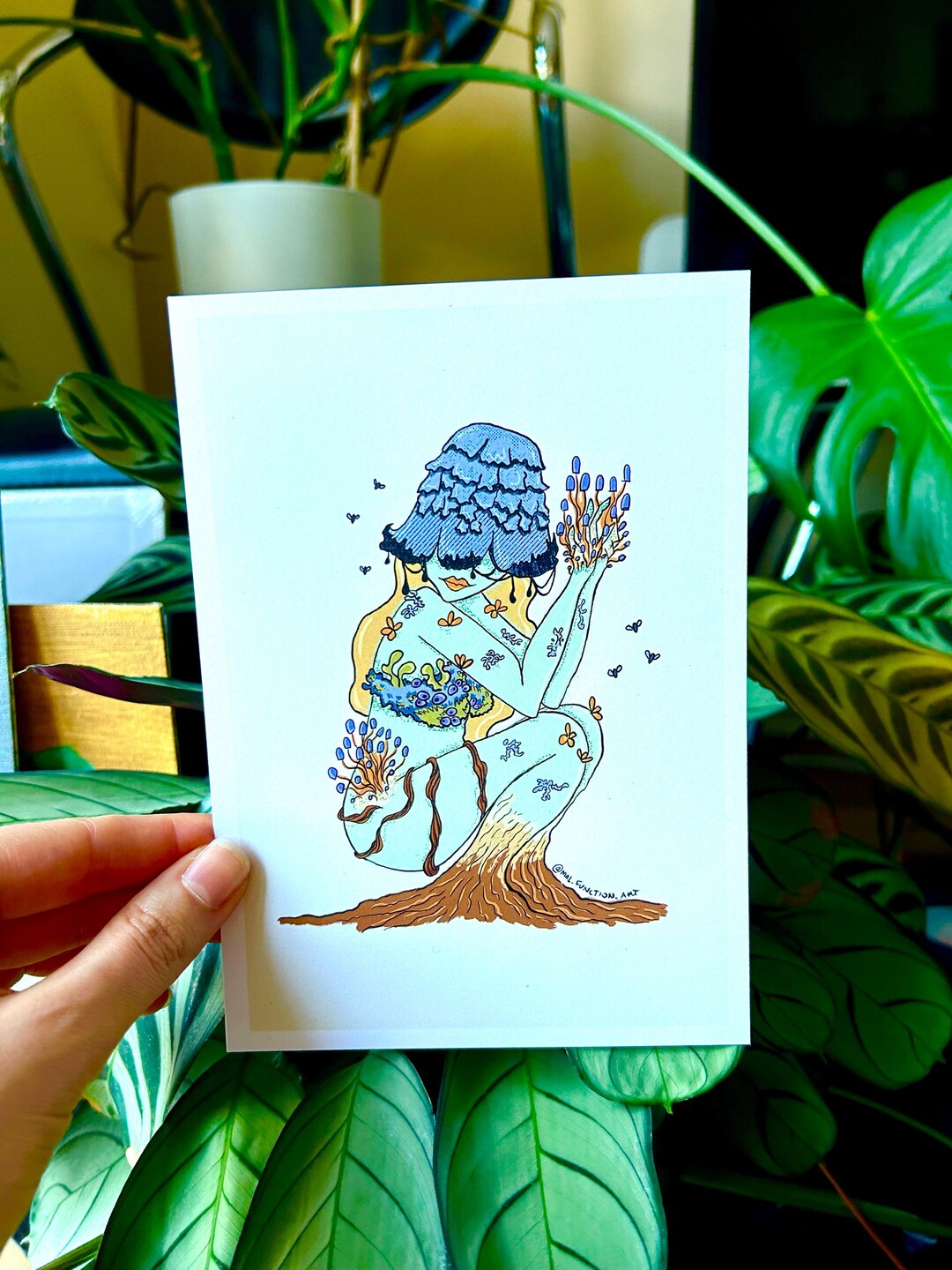 Mushroom Fungus Forest Lady Art Print and Sticker - Etsy