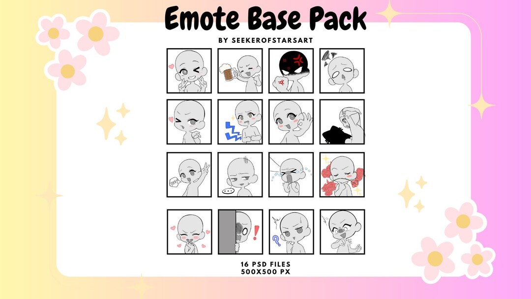 Emote Base Pack 02: DIY Twitch/discord/youtube Emotes (PSD Files) - Etsy