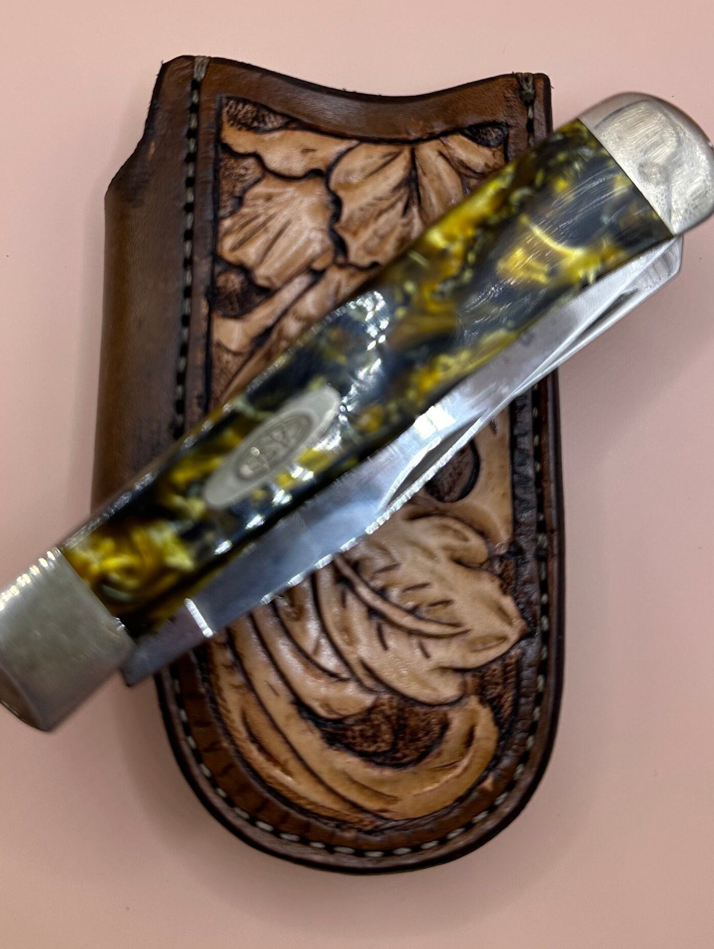 Case Trapper Sheath, Leather Knife Sheath, Knife Holster, Double Blade ...