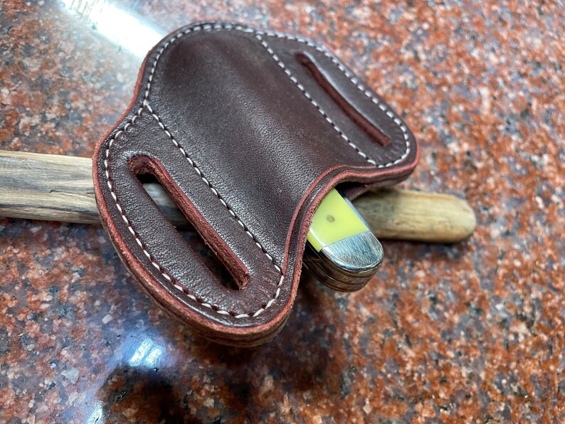 Mini Leather Knife Sheath, Slanted Pancake Trapper Knife Sheath - Etsy