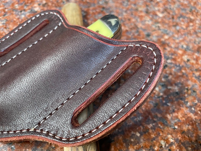 Mini Leather Knife Sheath, Slanted Pancake Trapper Knife Sheath - Etsy