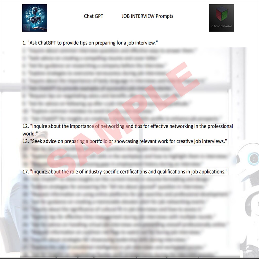 Chat GTP / AI Prompts for Employment Interviews - Etsy