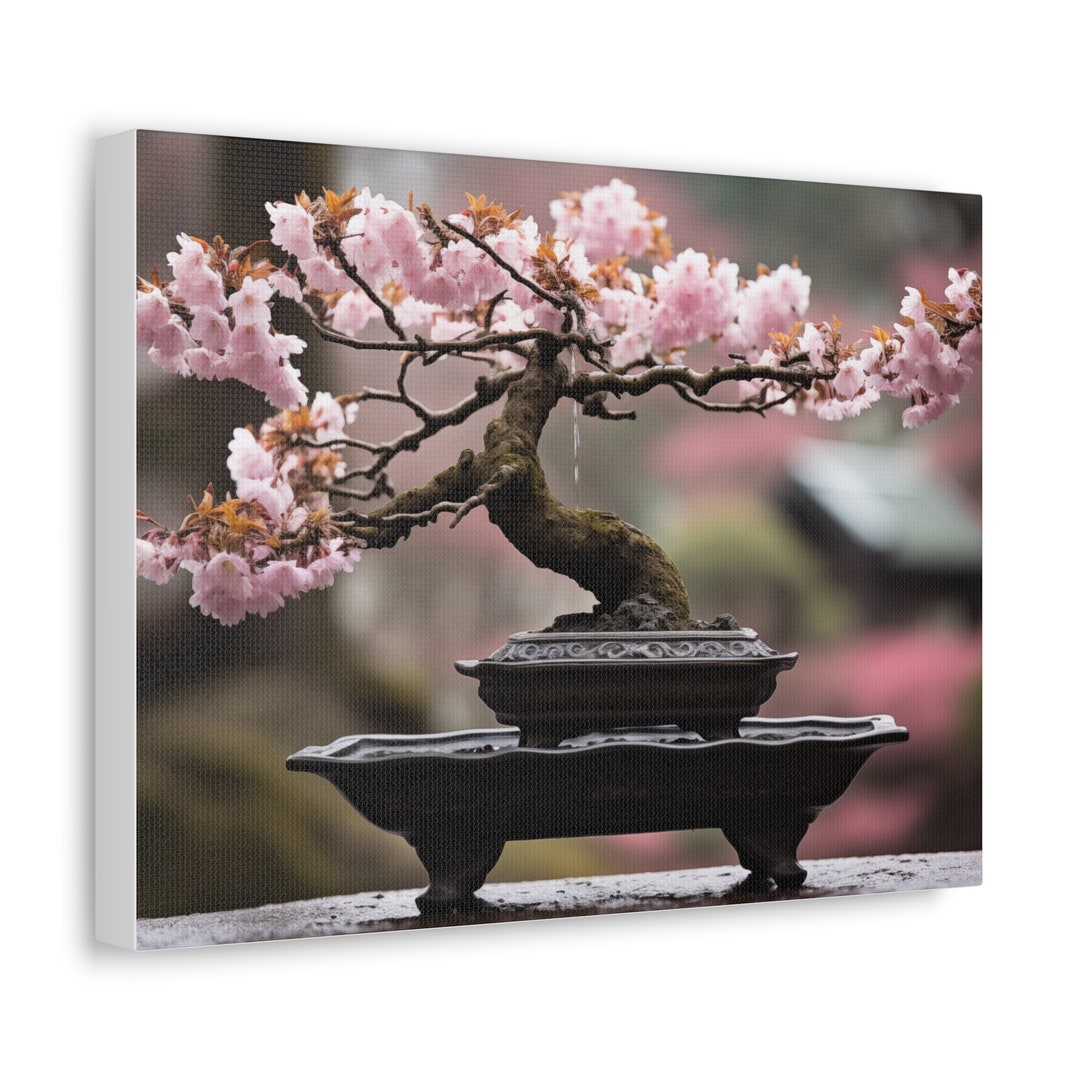 Canvas magical Bonsai Tree Cherry Blossom Wall Art Print - Etsy