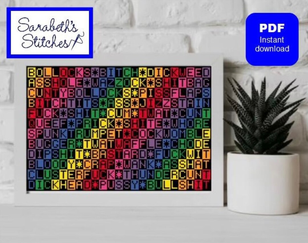 Sweary Squares Bright Rainbow Cross Stitch Digital Pattern PDF - Etsy