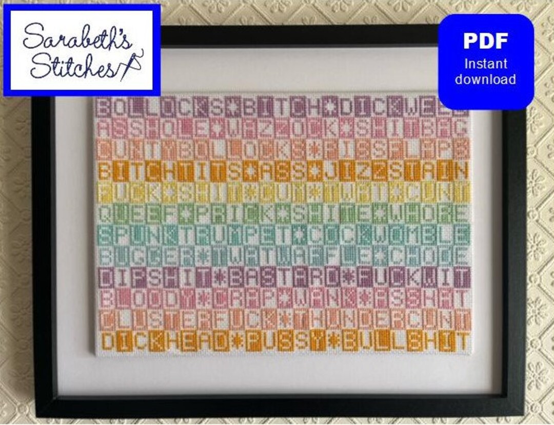 Sweary Squares Pastel Rainbow Cross Stitch Digital Pattern PDF - Etsy