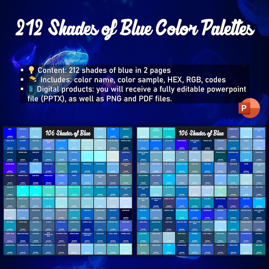 212 Shades of Blue Color Palettes I Blue Color Bundle I Blue Color ...