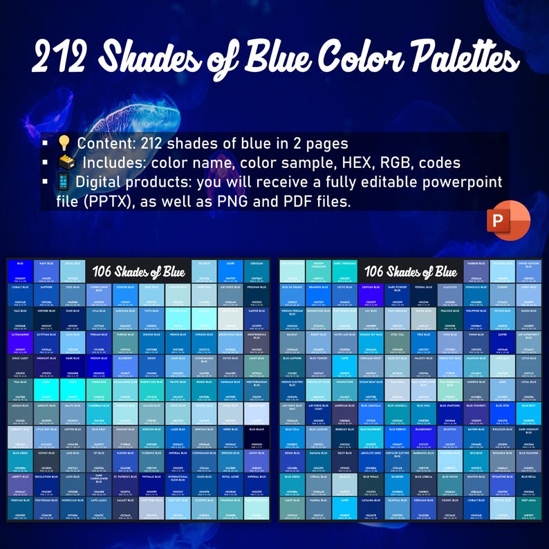 212 Shades of Blue Color Palettes I Blue Color Bundle I Blue Color ...