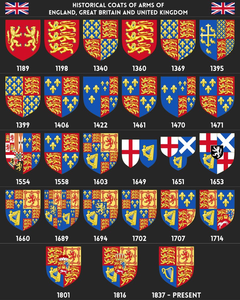 History of England and United Kingdom - Historical Coats of Arms of England and Great Britain ...