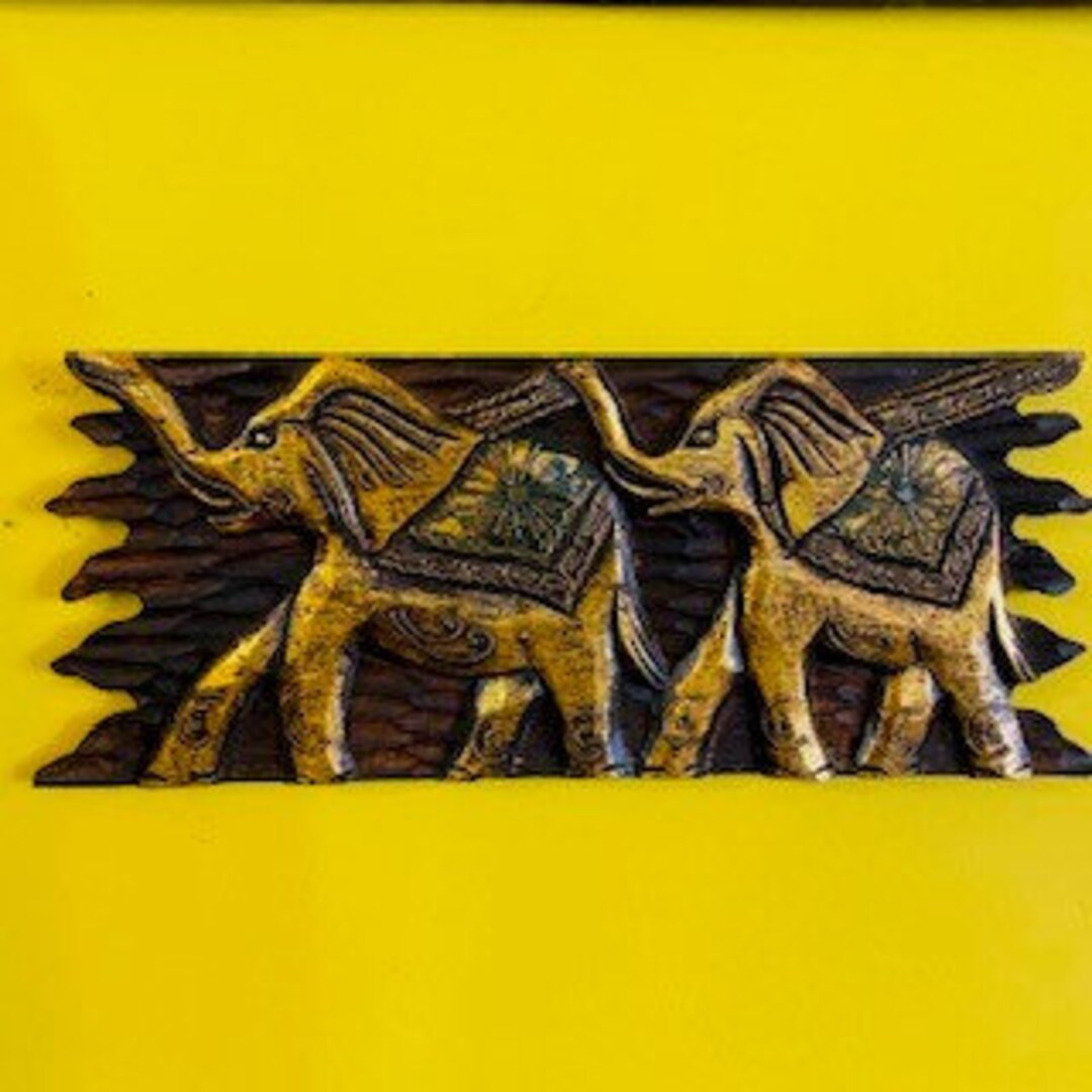Wooden Framework Elephants Relief Door Fortuna Deco - Etsy
