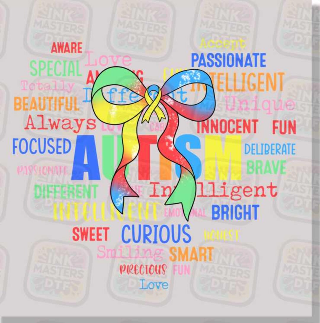 Autism Awareness Heart Bow DTF Transfer - Etsy