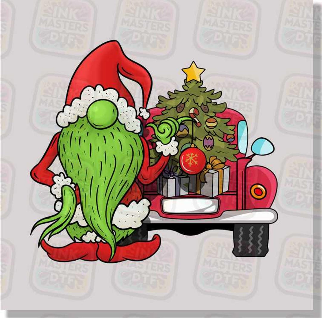Green Christmas Monster Gnome With Truck DTF Transfer - Etsy