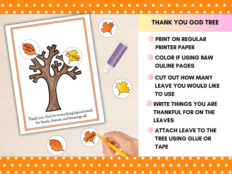 Printable Thank You God Tree Craft, Fall Sunday School Craft, Gratitude ...