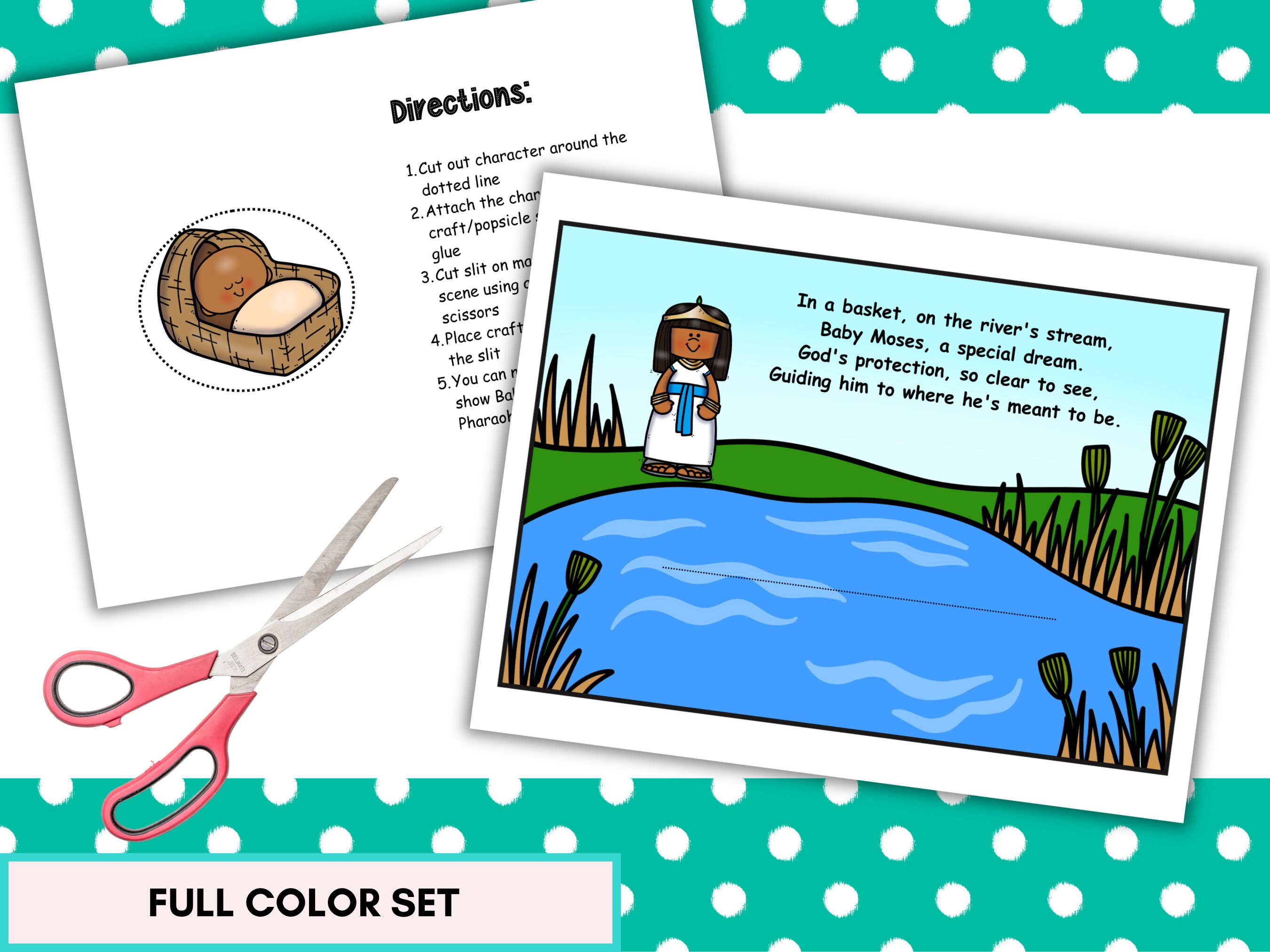 Baby Moses Bible Craft for Kids, Sunday School Printable (digital ...