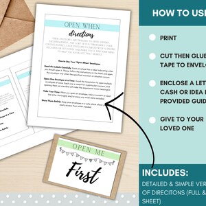 Printable Open When Envelopes College, Open When Letters, College Care ...