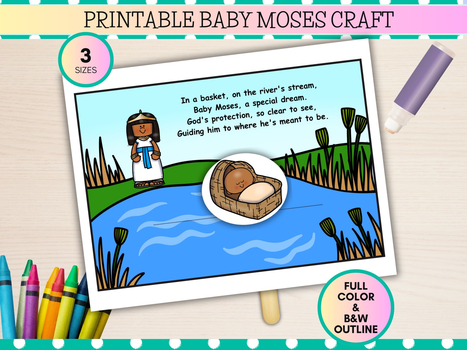 Baby Moses Bible Craft for Kids, Old Testament Bible Story for Kids ...